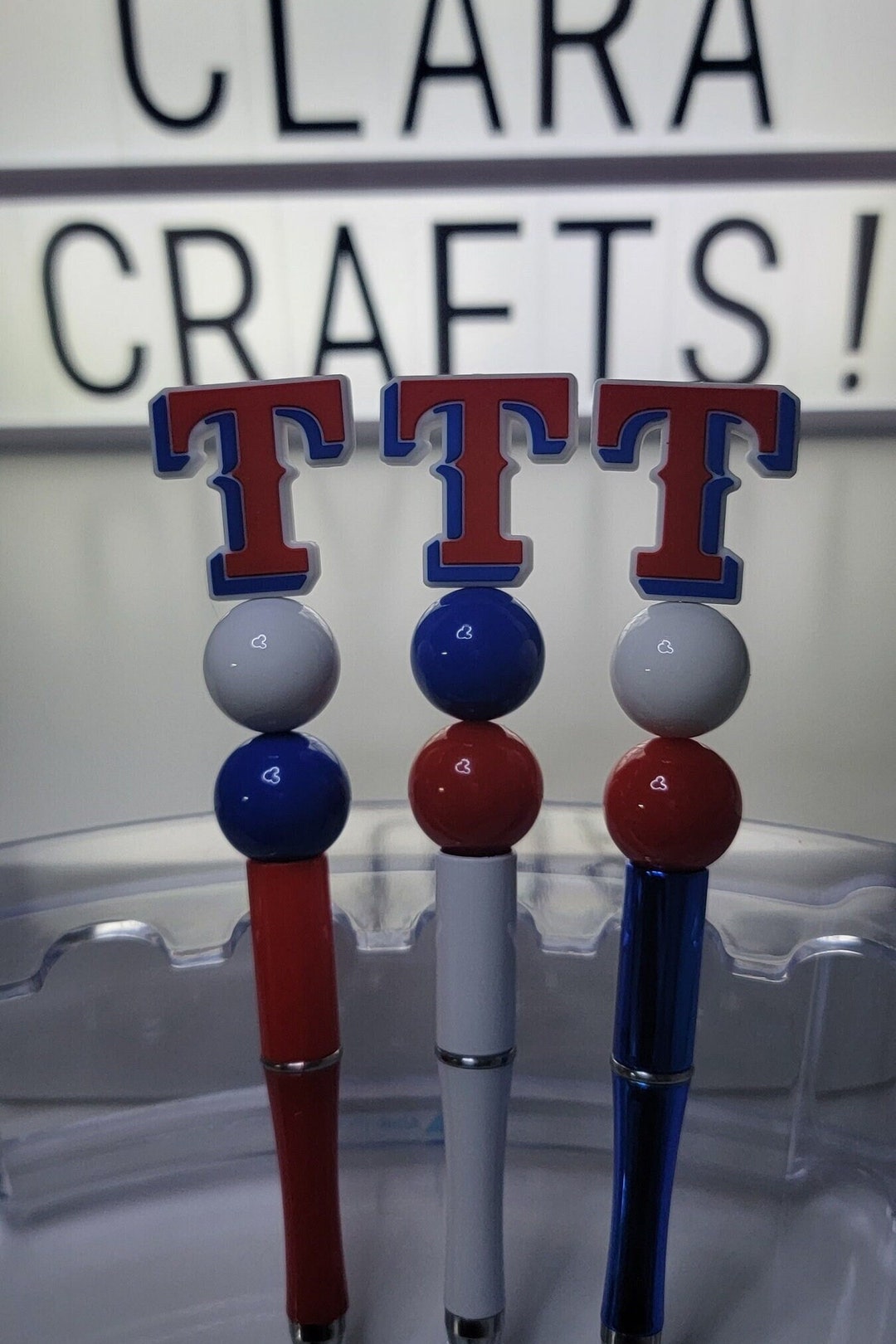 Texas Rangers Beaded Pens MLB Beaded Pen Red White Blue - Etsy UK