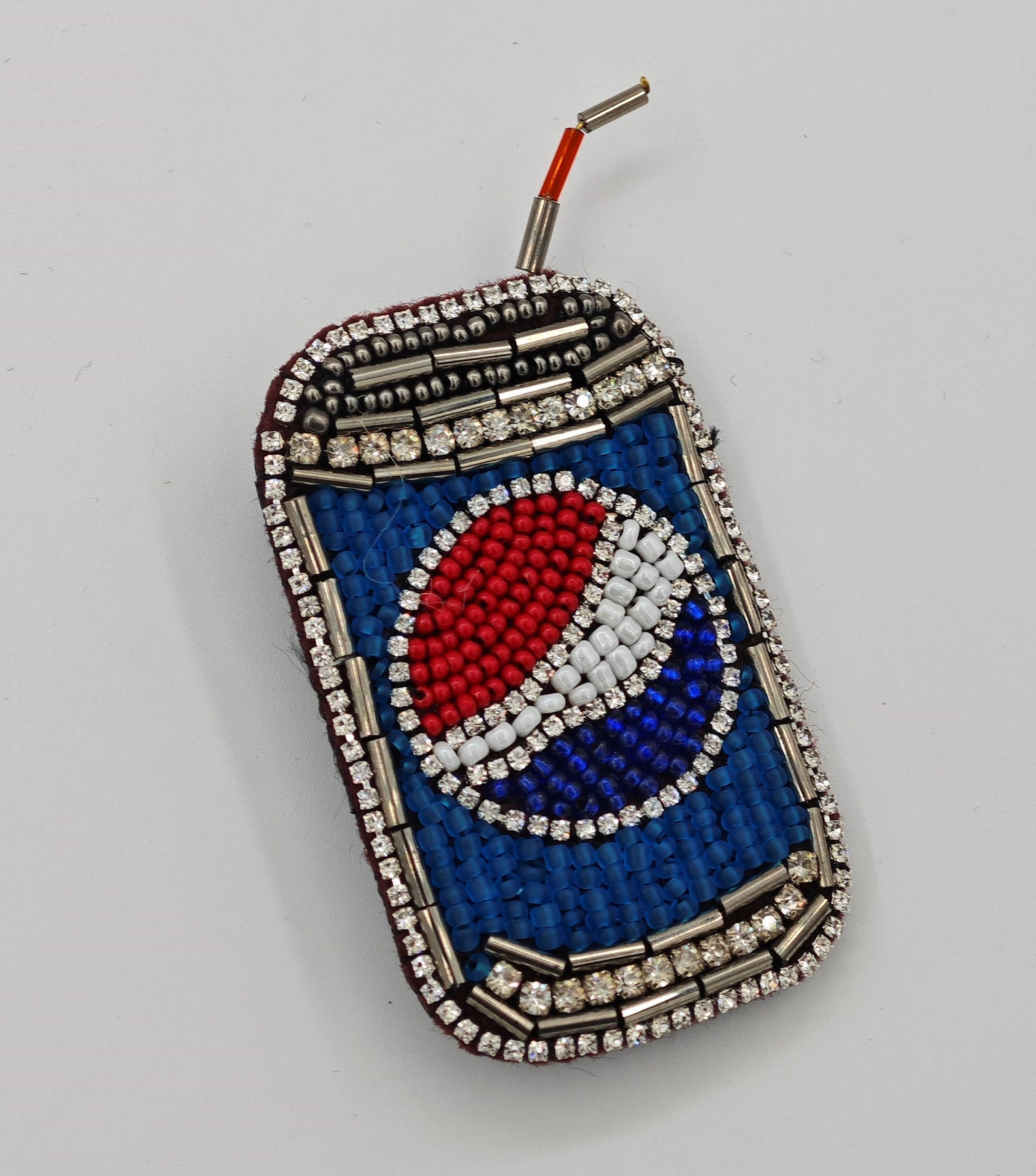 Pepsi-inspired Beaded Brooches and Pins | Pepsi Bottle Beaded Brooch ...