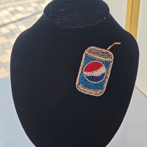 Pepsi-inspired Beaded Brooches and Pins | Pepsi Bottle Beaded Brooch ...