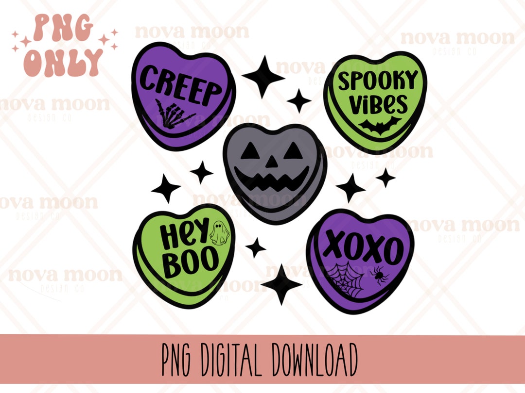 Spooky Candy Hearts PNG | Halloween & Valentine's Day Design (digital ...