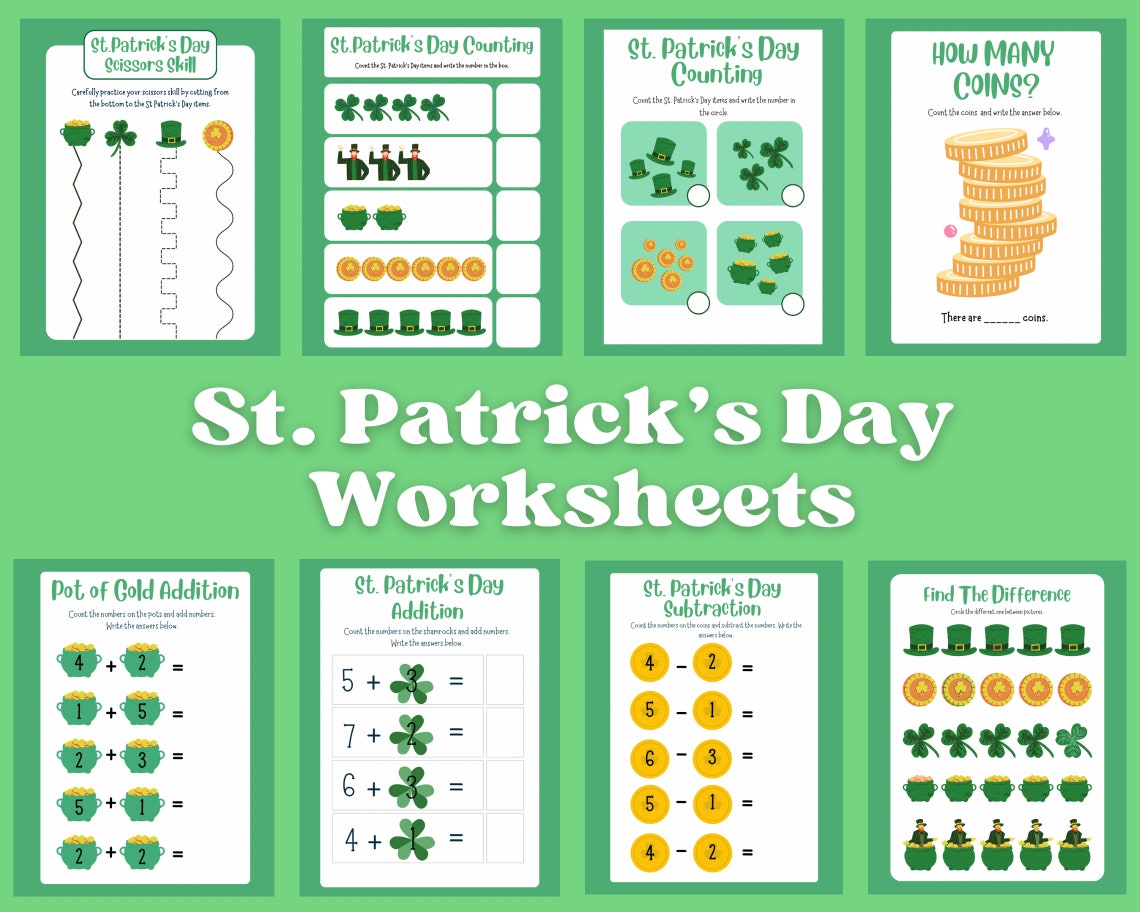 St. Patrick’s Day Activities, Worksheets, and Games for Kids || Instant ...
