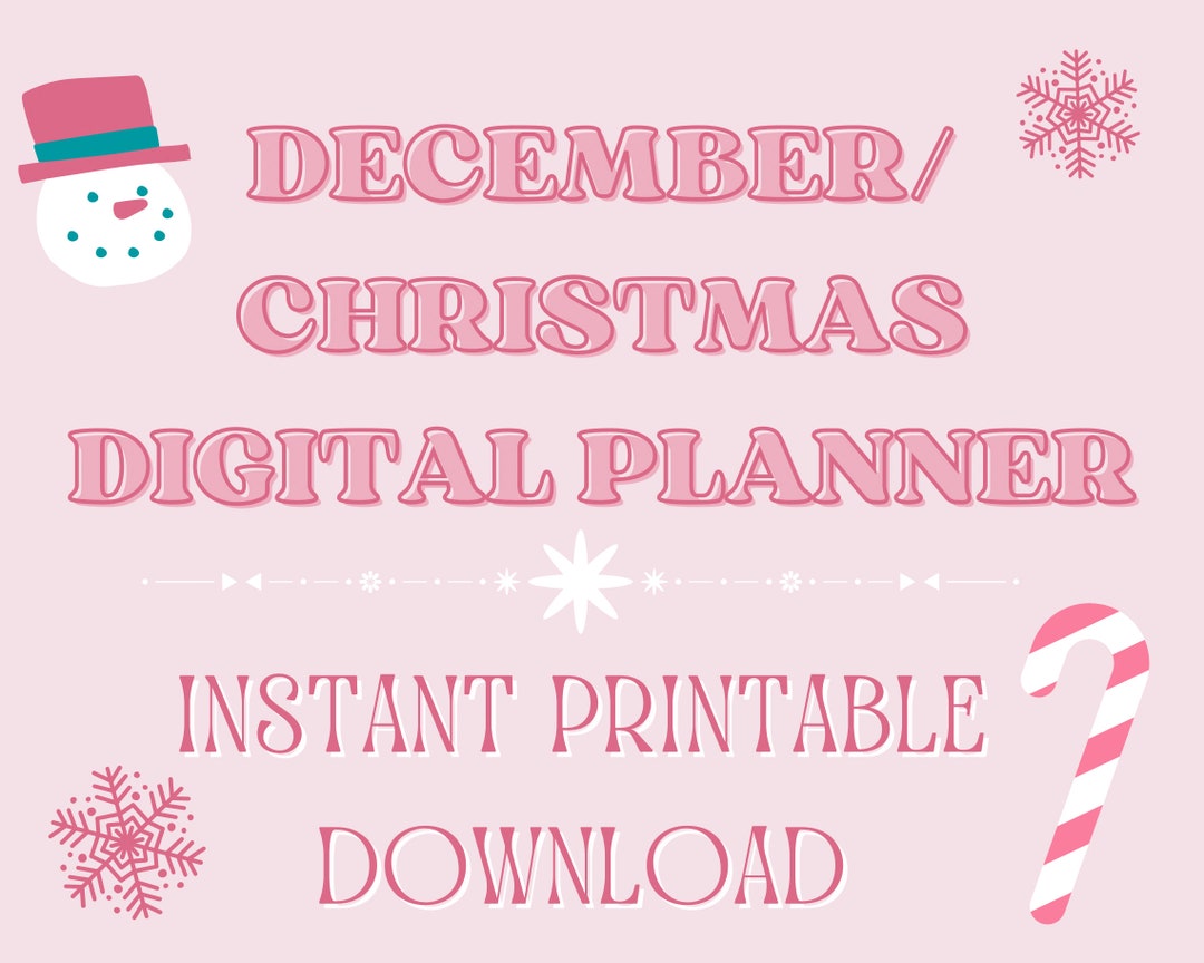 December Printable Planner || Pink Christmas || Digital Planner ...