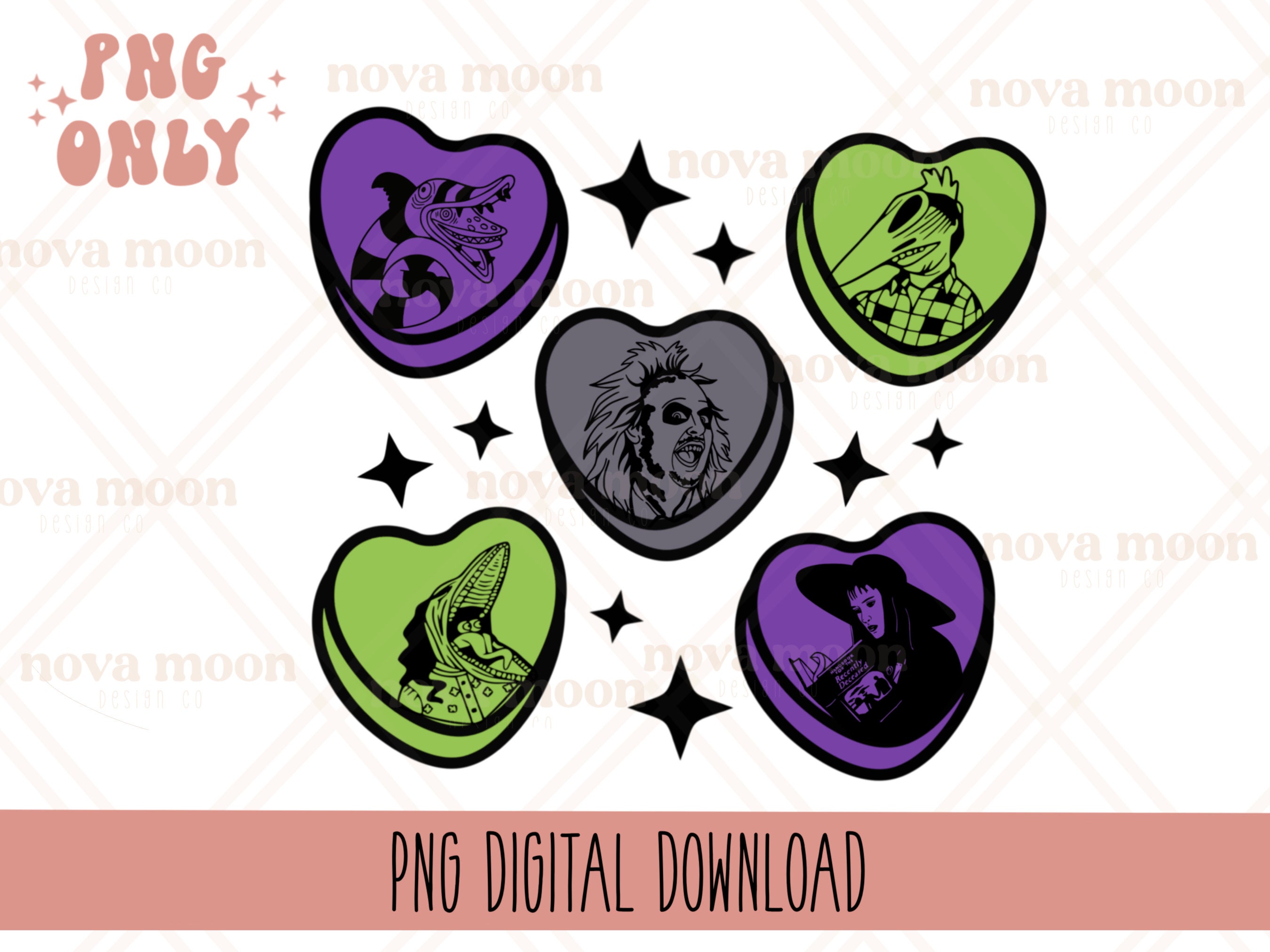 Beetle Juice Spooky Hearts PNG | Halloween Valentine Design (digital ...