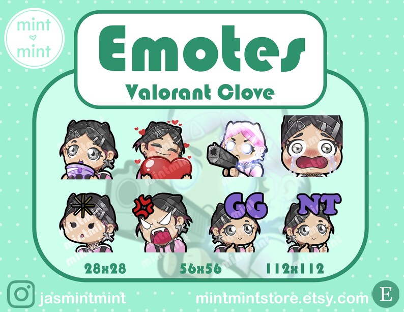 Cute Valorant Clove Emotes Bundle 8 Twitch, Discord, Youtube Streaming ...