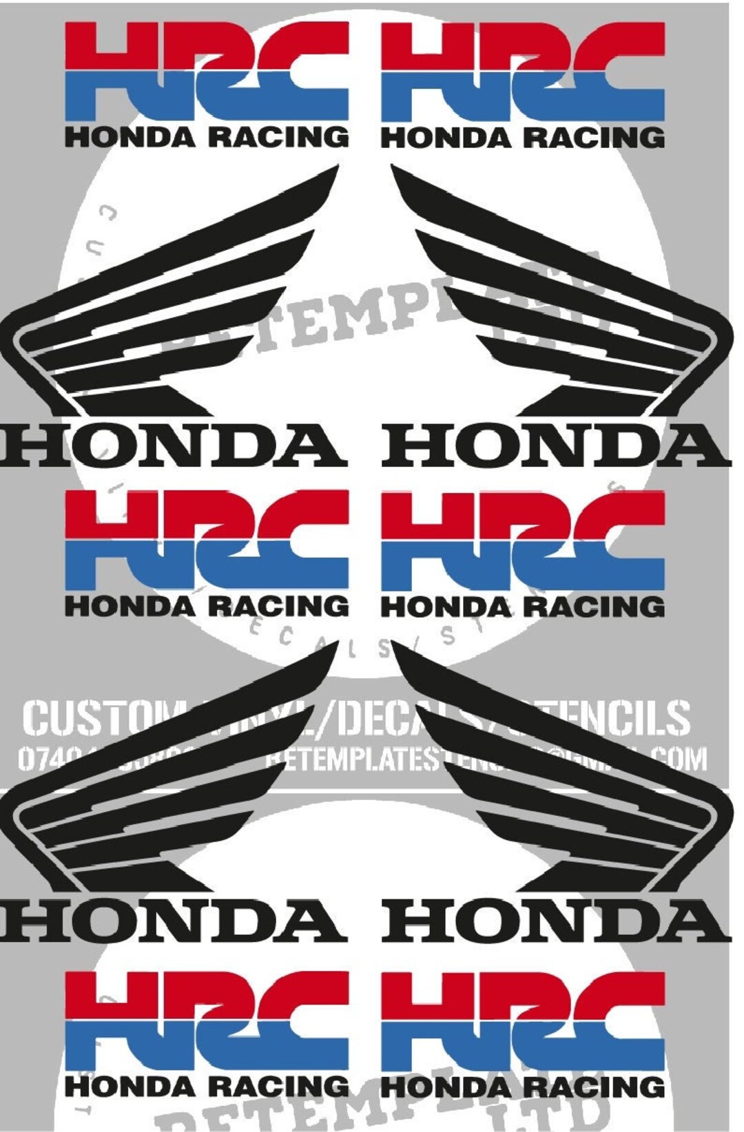 HONDA WINGS HRC Tank Stickers Decals Graphics Transfers Cbr - Etsy