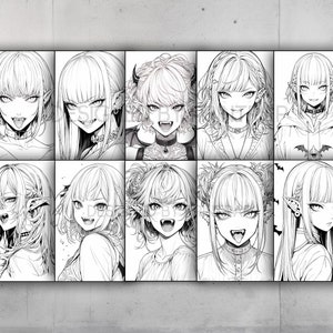 Anime Vampire Girls Coloring Book 45 Page Manga Fantasy Coloring Pages ...