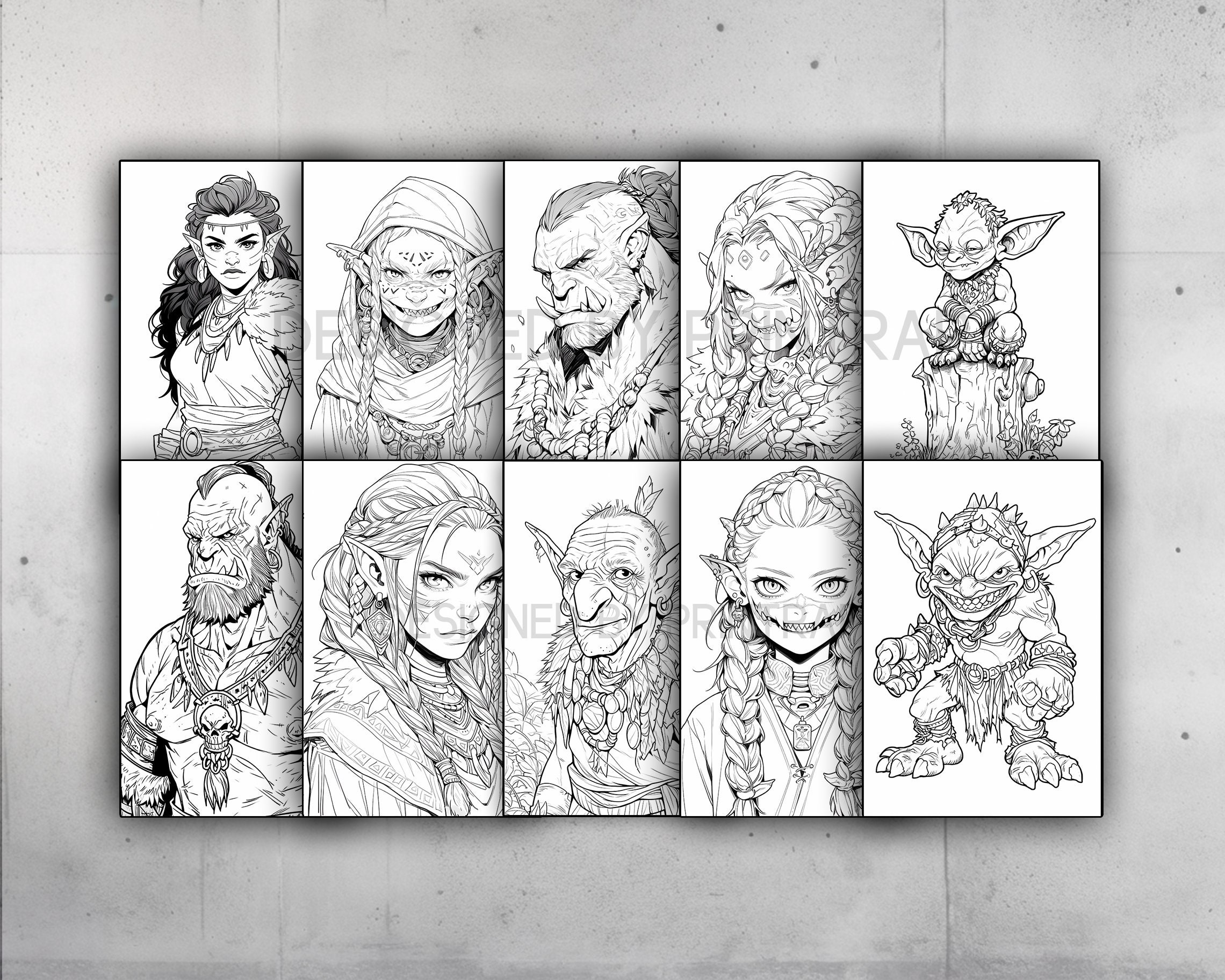 Orcs & Goblins Coloring Book 50 Page Fantasy Anime Coloring Pages for ...