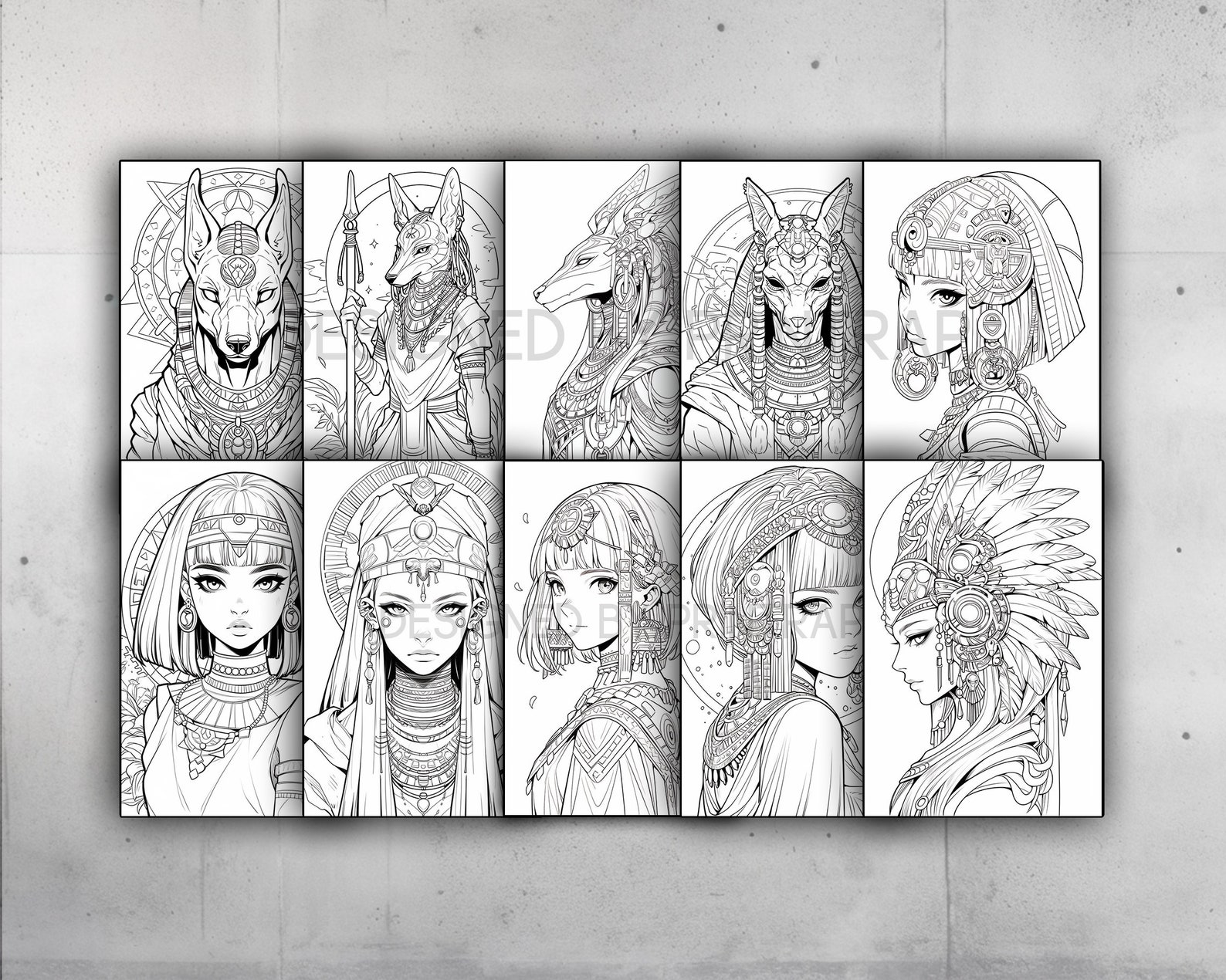 Egyptian Gods Coloring Book 50 Page Fantasy Anime Coloring Pages for ...
