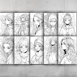 Anime Stoner Girls 70 Page Manga Anime Coloring Book, Fantasy Greyscale ...
