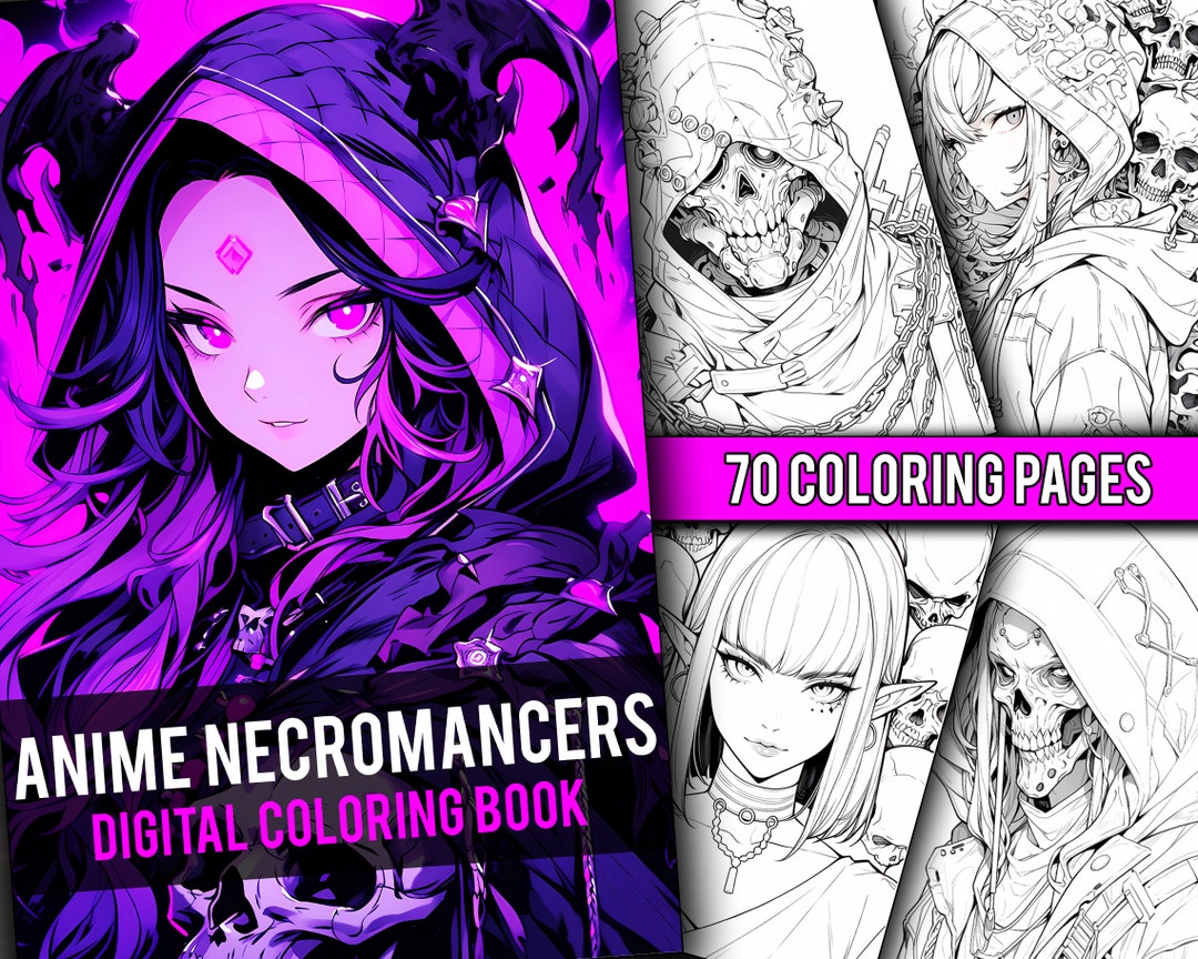 Anime Necromancers Coloring Book 70 Page Manga Fantasy Coloring Pages ...