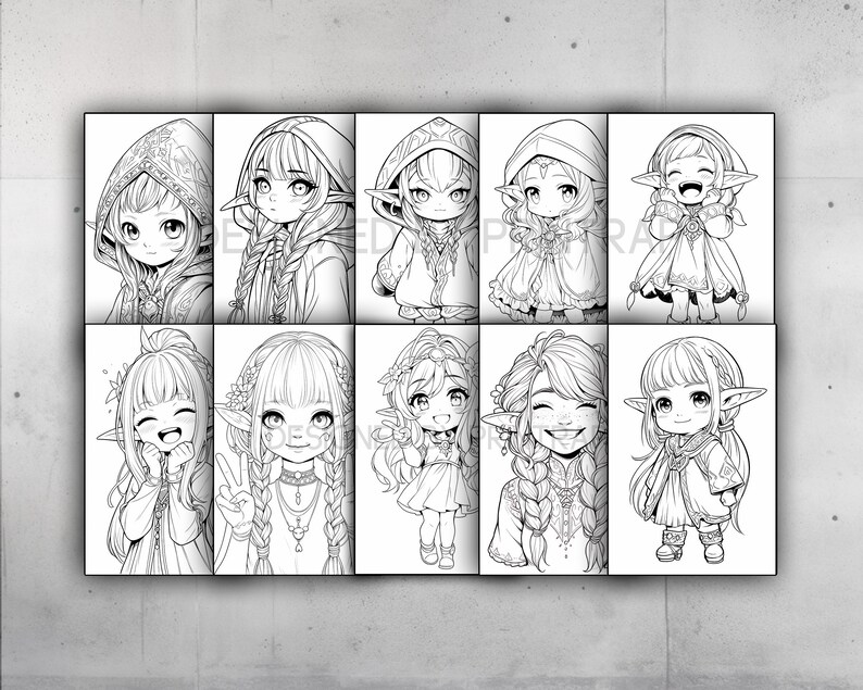 Anime Chibi Elf Girls Coloring Book 80 Page Cute Manga Fantasy - Etsy