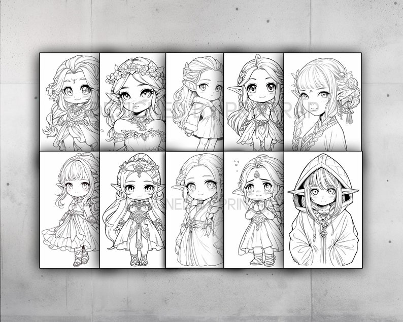 Anime Chibi Elf Girls Coloring Book 80 Page Cute Manga Fantasy - Etsy