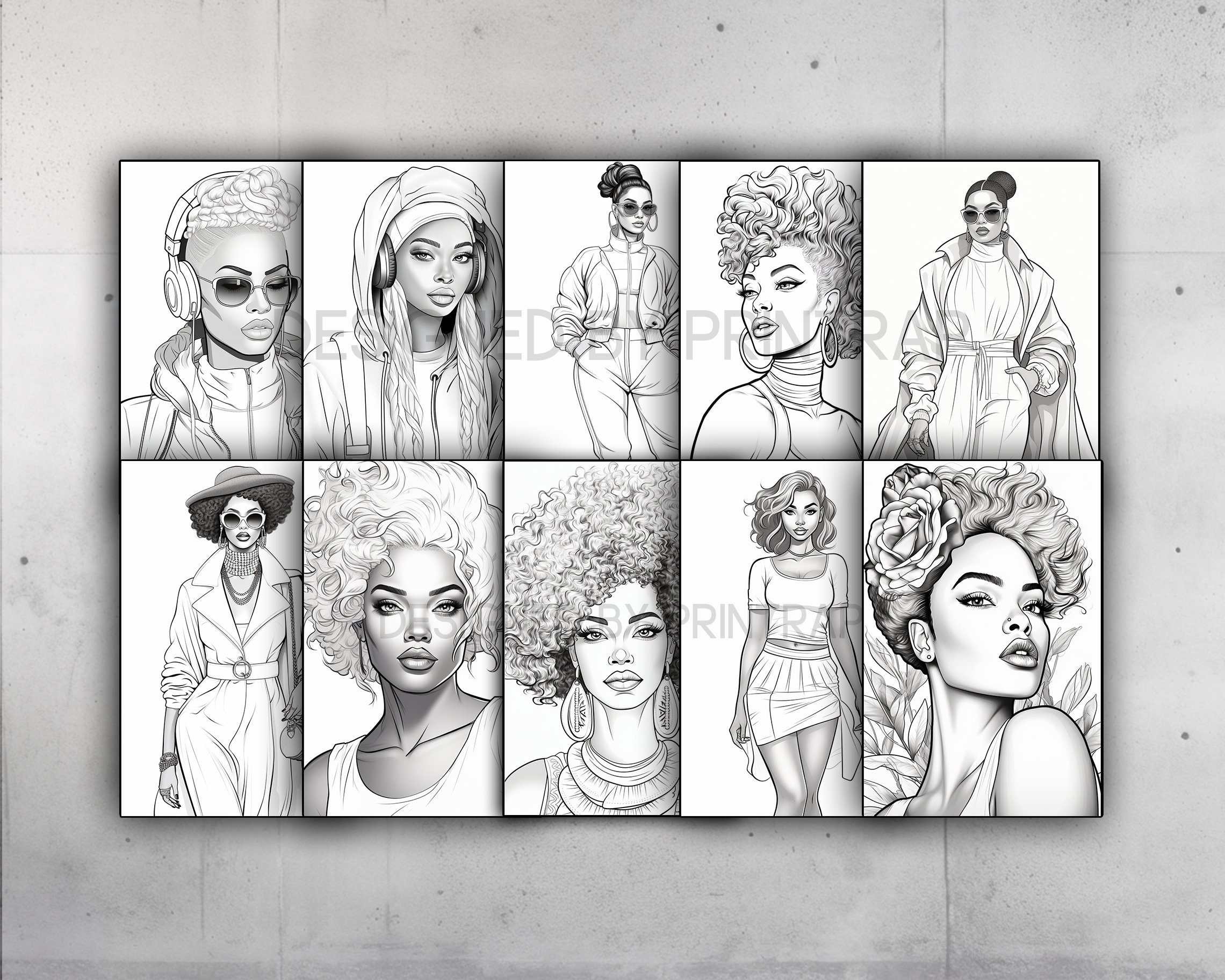 Beautiful Black Women Coloring Book 50 Page Black Beauty Coloring Pages ...