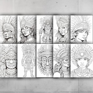 Aztec Empire Coloring Book 50 Page Mexico Culture Coloring Pages for ...