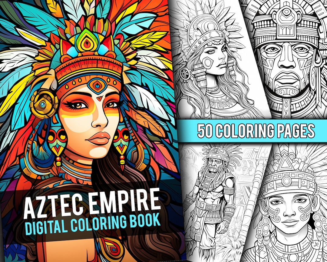 Aztec Empire Coloring Book 50 Page Mexico Culture Coloring Pages for ...