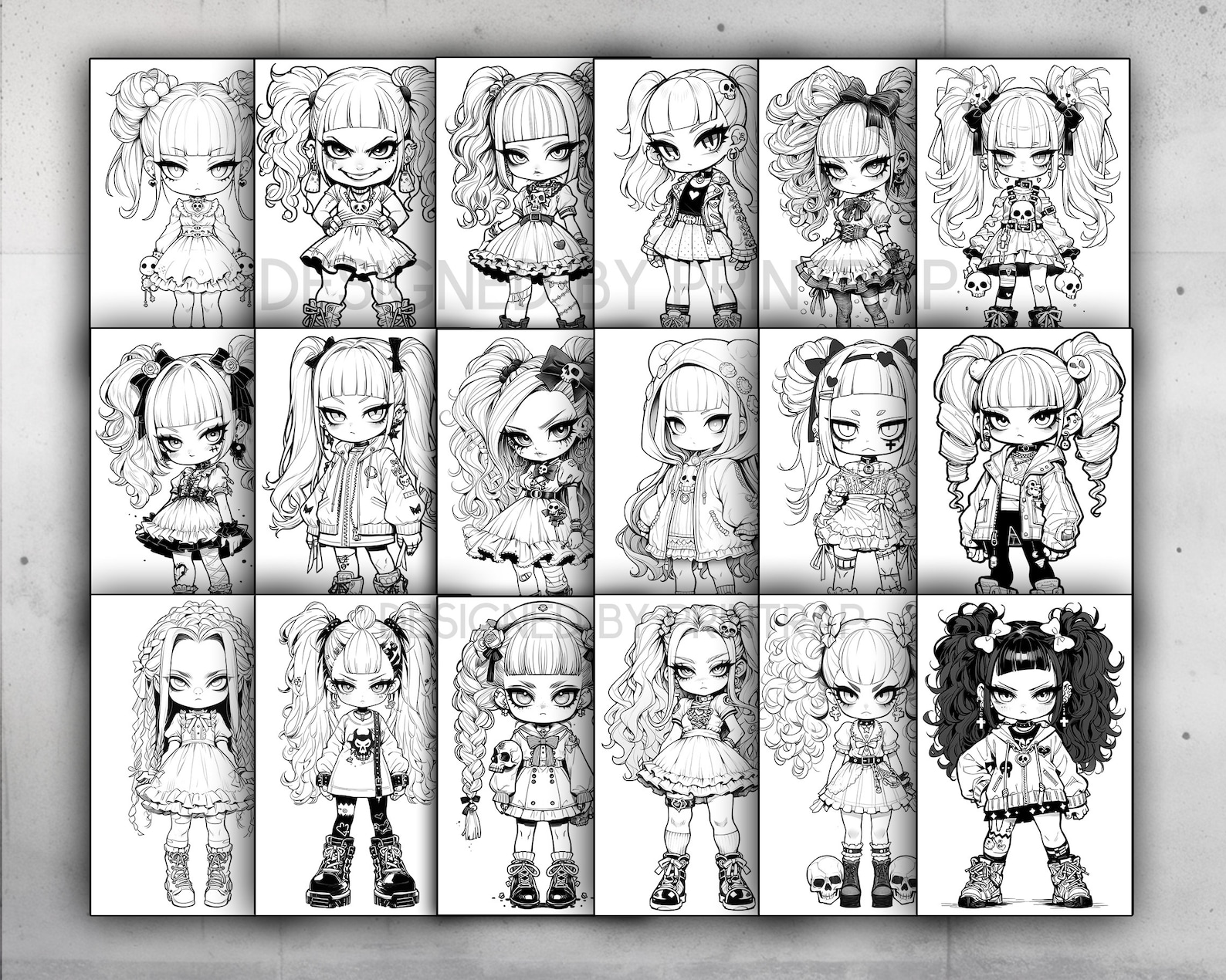Gothic Chibi Girls Coloring Book 130 Page Cute Manga Anime - Etsy