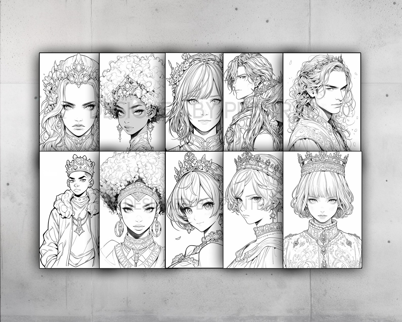 Anime Queens and Kings Coloring Book 70 Page Manga Fantasy Coloring ...