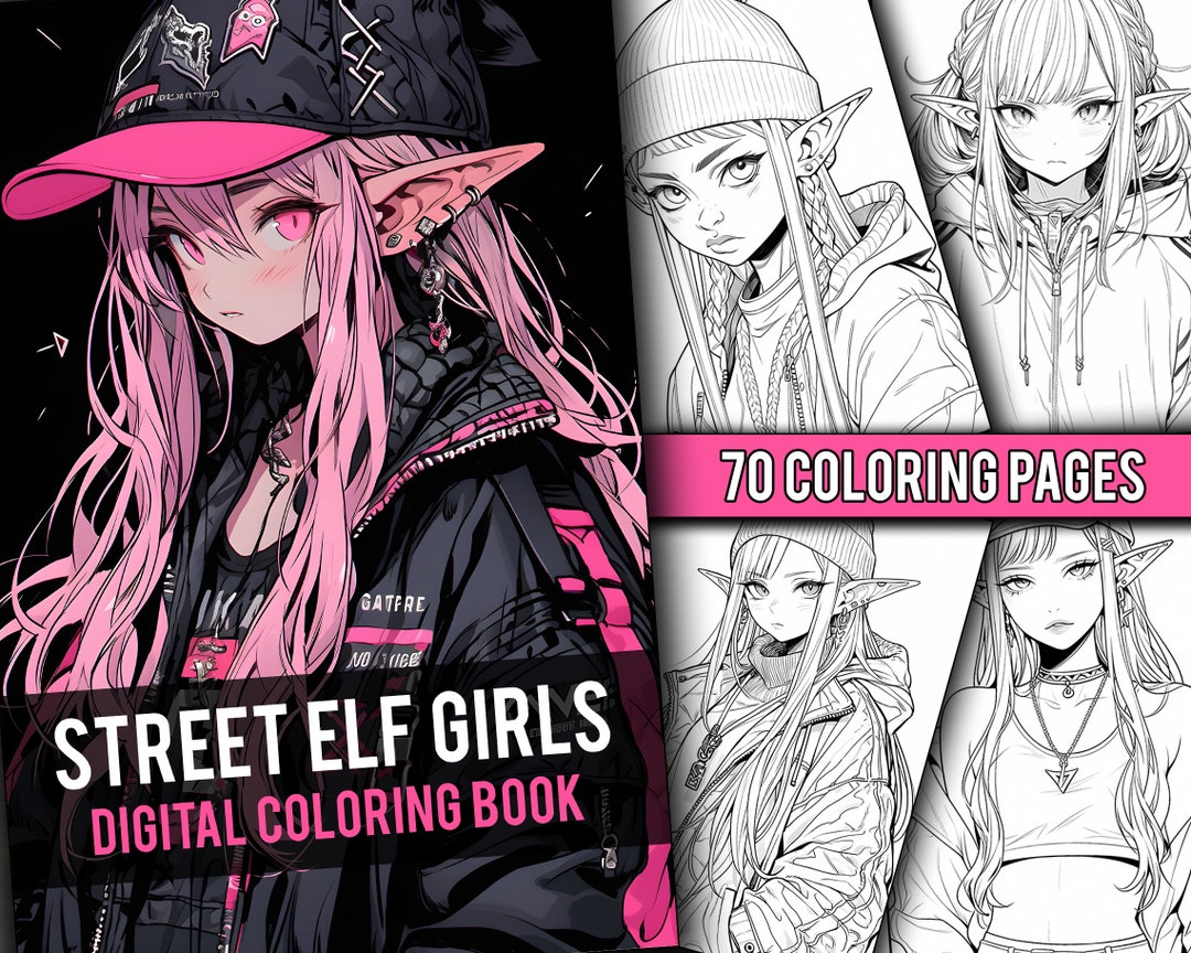 Anime Street Elf Girls Coloring Book 70 Page Manga Fantasy Anime ...