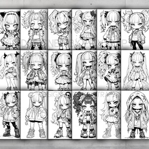 Gothic Chibi Girls Coloring Book 130 Page Cute Manga Anime Fantasy ...