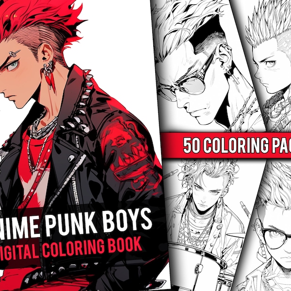 Punk Anime Coloring - Etsy