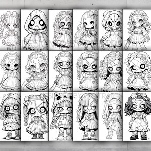 Anime Chibi Horror Girls Coloring Book 100 Page Manga Fantasy Chibi ...
