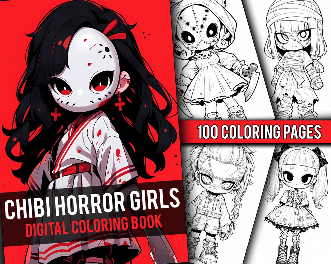 Anime Chibi Horror Girls Coloring Book 100 Page Manga Fantasy Chibi ...