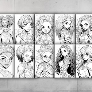 Anime Superhero Girls Coloring Book 50 Page Manga Fantasy Coloring ...