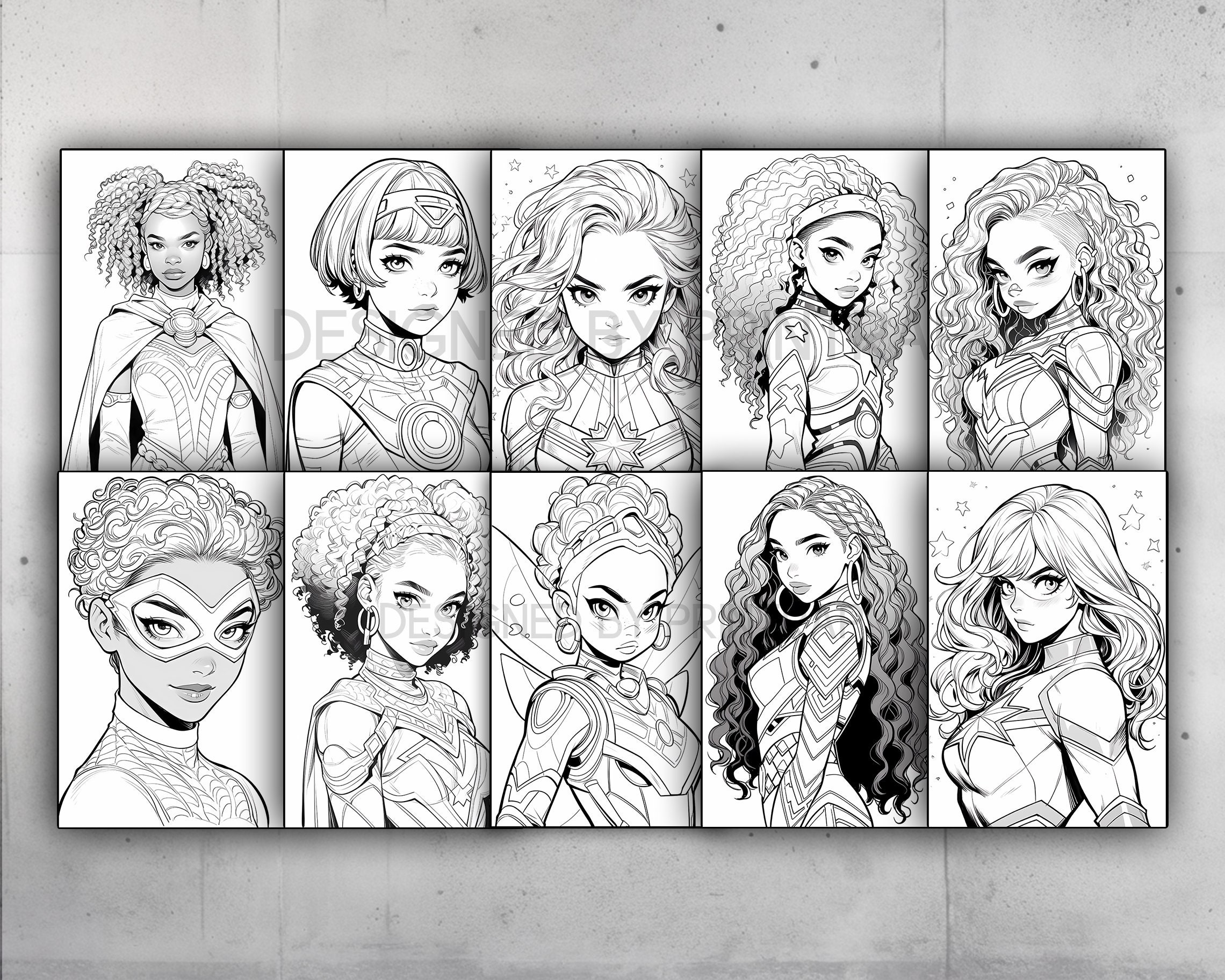 Anime Superhero Girls Coloring Book 50 Page Manga Fantasy Coloring ...