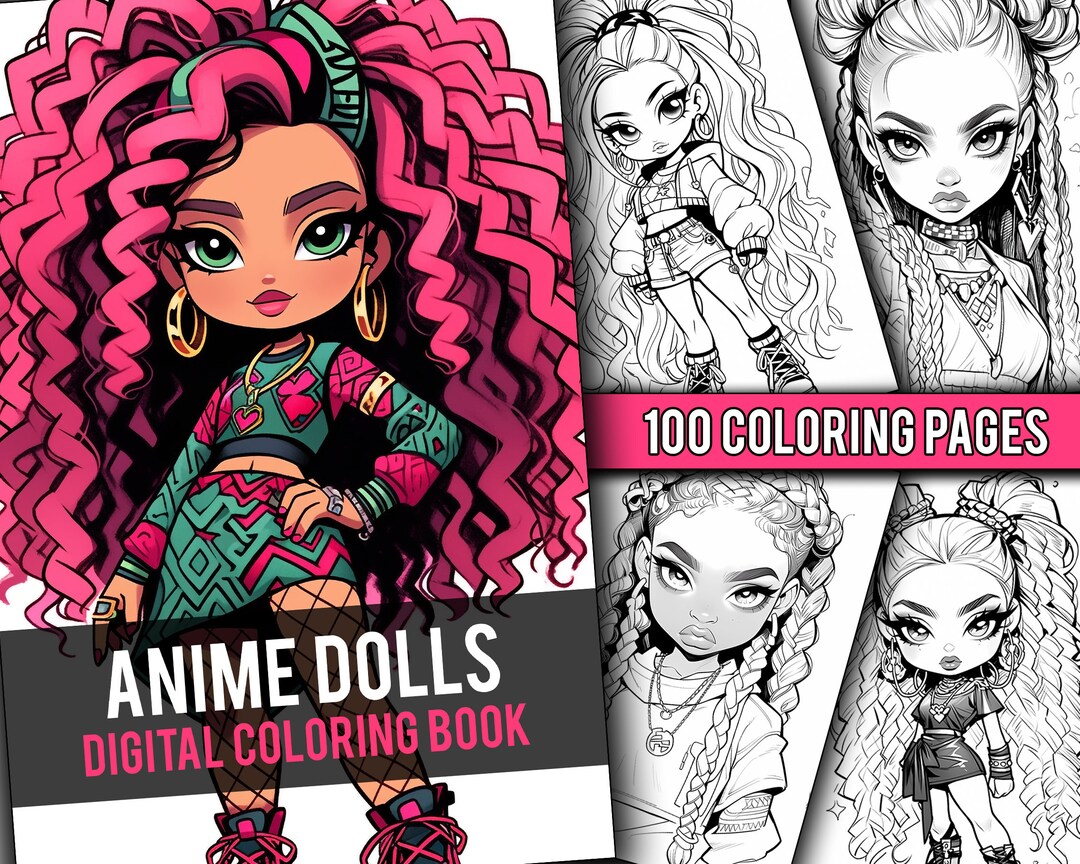 Anime Dolls Coloring Book 100 Page Cute Manga Fantasy Anime Coloring ...