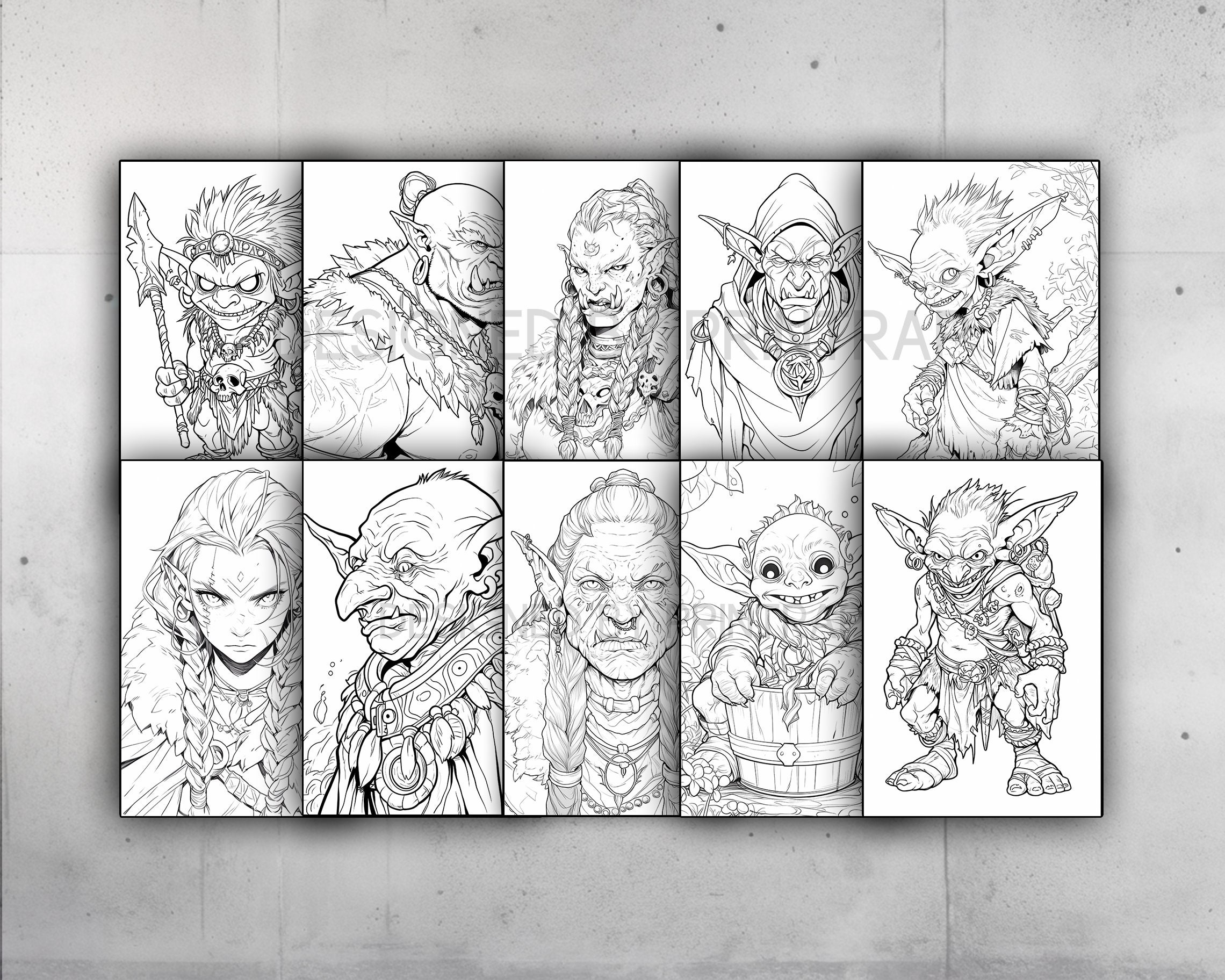 Orcs & Goblins Coloring Book 50 Page Fantasy Anime Coloring - Etsy