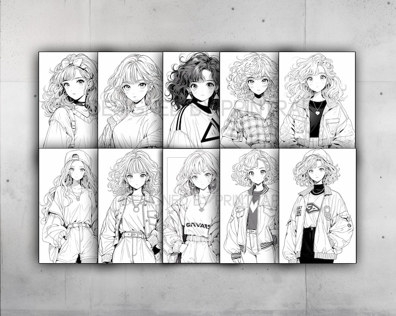Anime Retro Girls Coloring Book 70 Page Manga Fantasy Anime Coloring ...