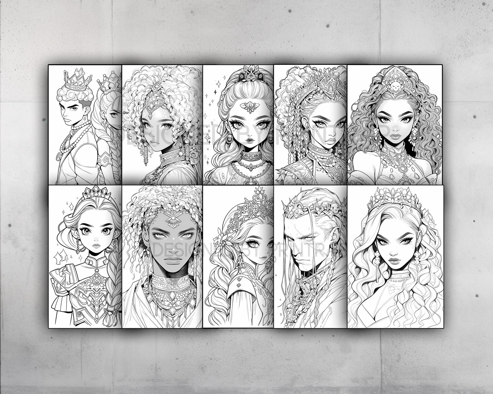 Anime Queens and Kings Coloring Book 70 Page Manga Fantasy Coloring ...