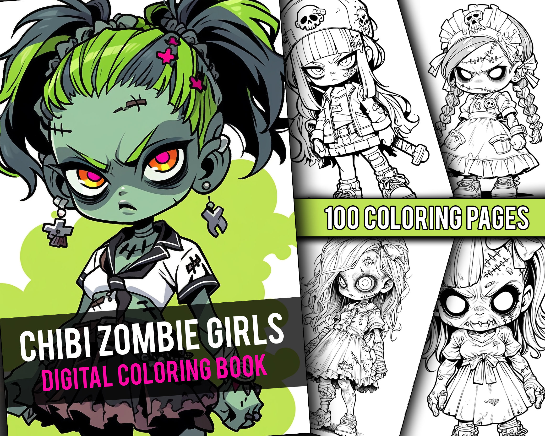 Zombie Girl Coloring Page