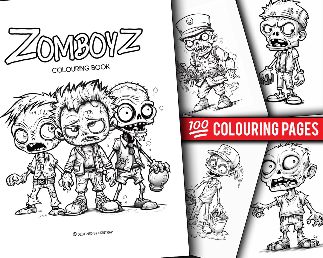 Zomboyz: 100 Page Funny Zombie Coloring Book, Coloring Pages for ...