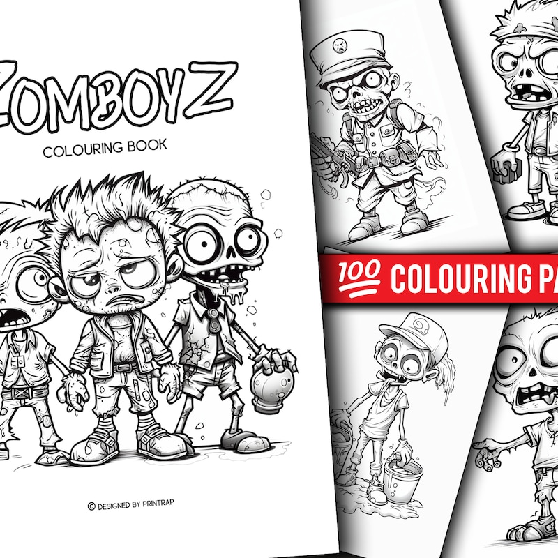 Zombies 4 Coloring Pages - Etsy