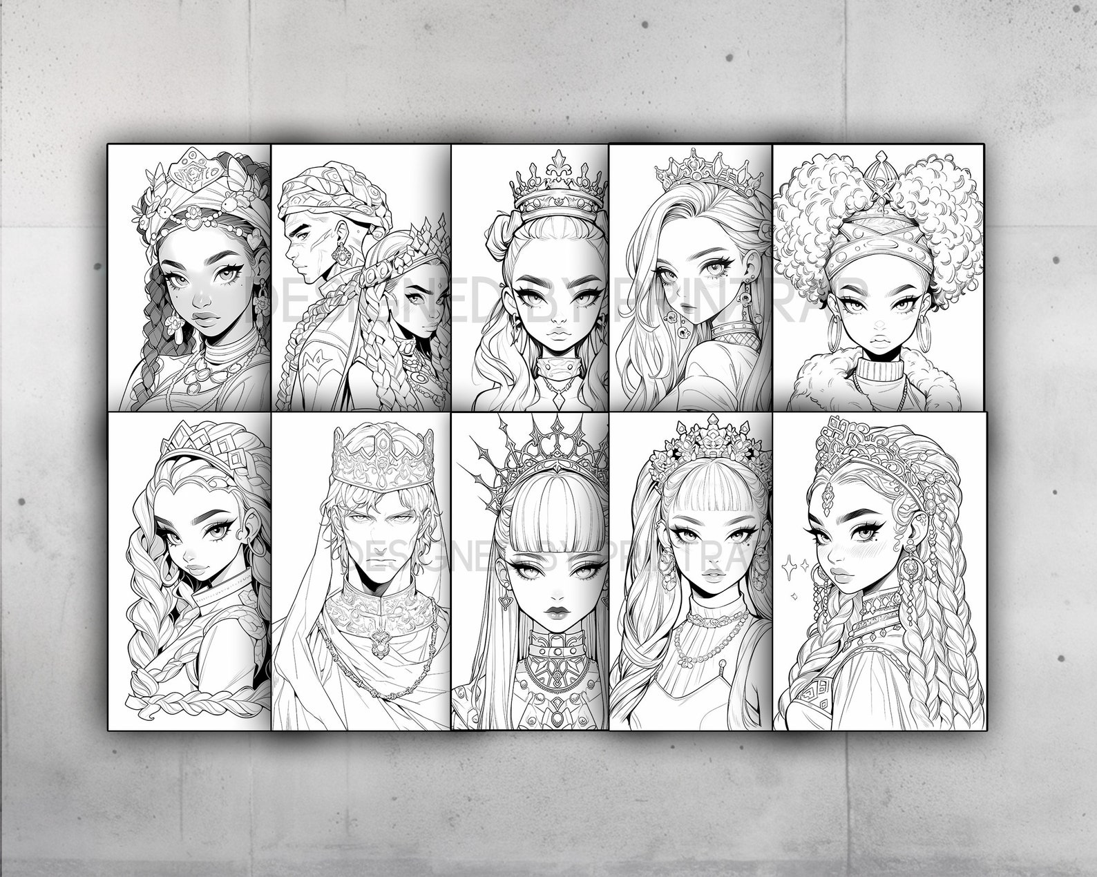 Anime Queens and Kings Coloring Book 70 Page Manga Fantasy Coloring ...