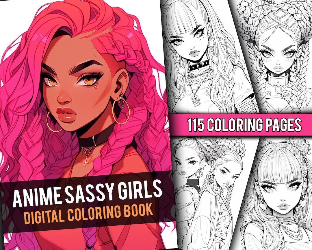 Anime Sassy Girls Coloring Book 115 Page Cute Manga Fantasy Anime Coloring Pages For Adults