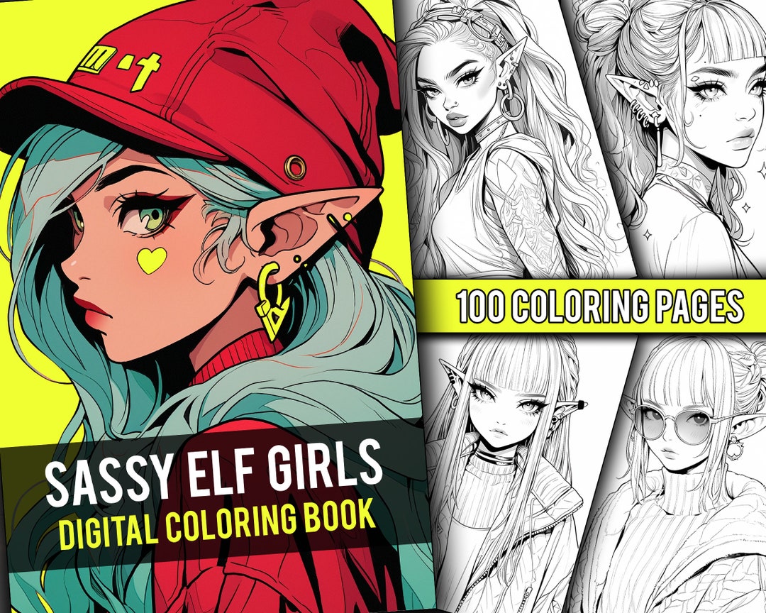 Anime Sassy Elf Girls Coloring Book 100 Page Manga Fantasy Coloring ...