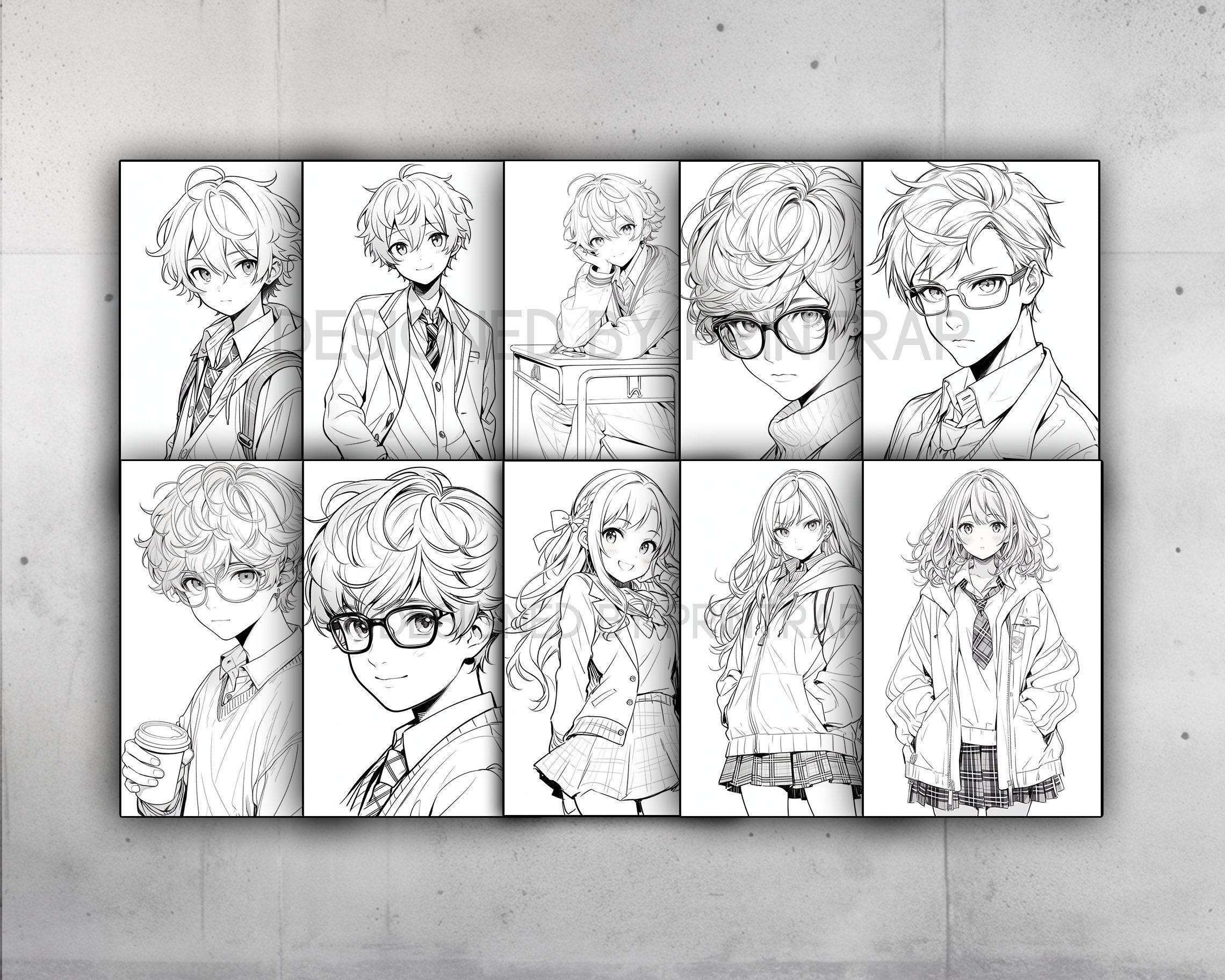 Anime School Life Coloring Book 50 Page Manga Fantasy Anime - Etsy