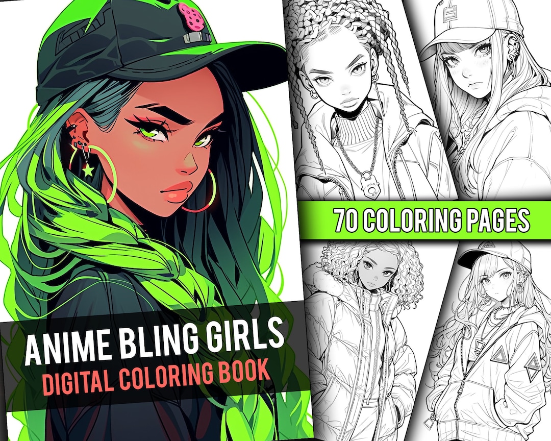 Anime Bling Girls Coloring Book 70 Page Manga Fantasy Anime Coloring ...