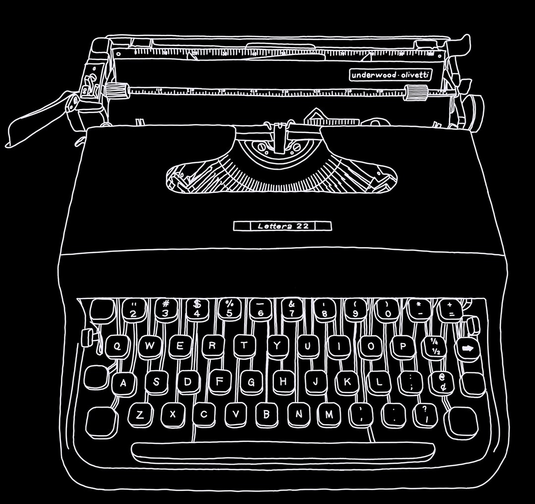 Typewriter Line Art: B/W Version png and Jpg - Etsy