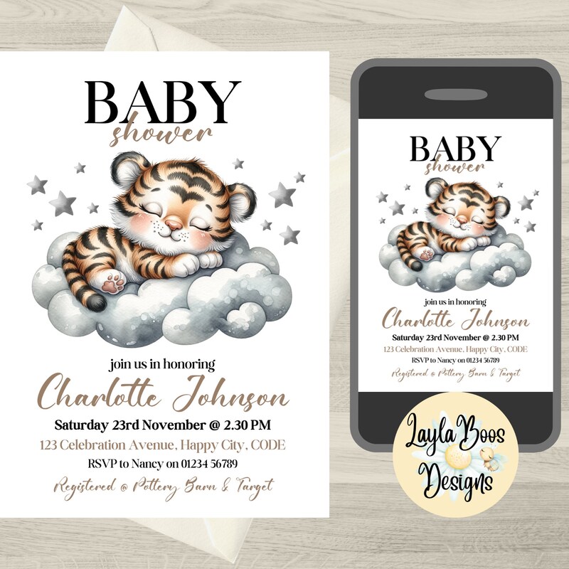 Baby Tiger Invitations - Etsy