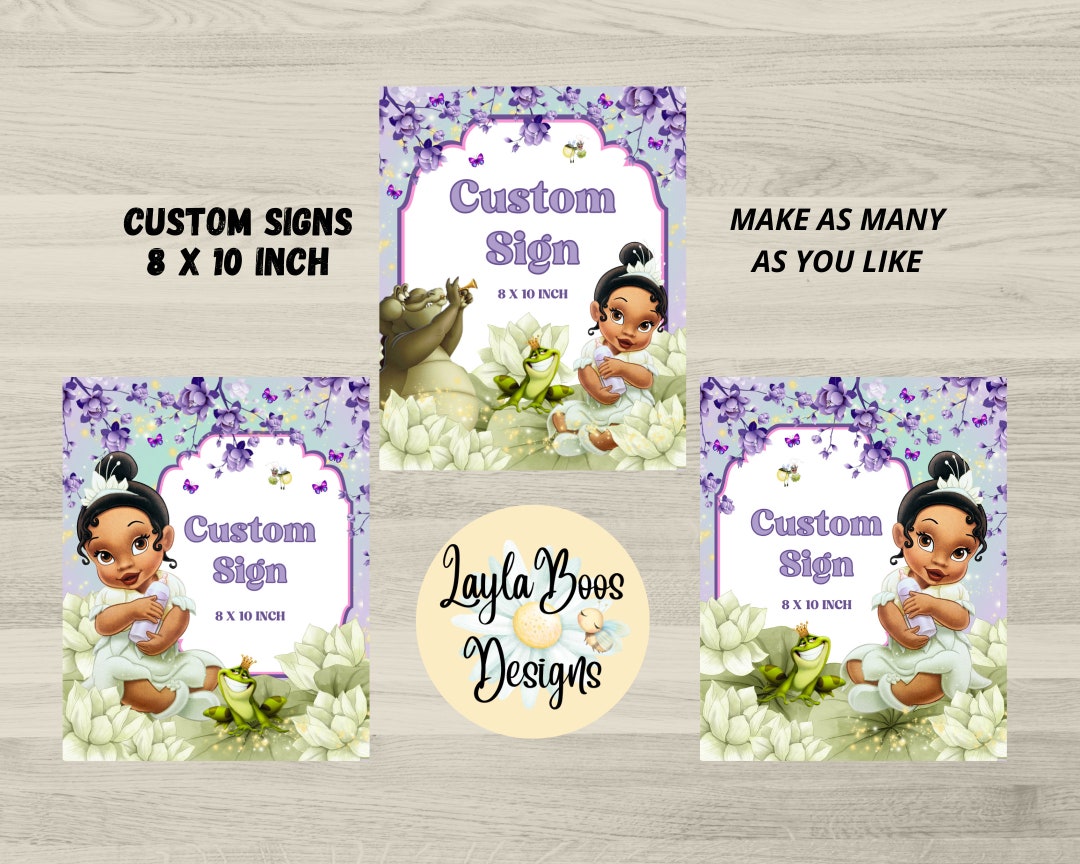 Baby Tiana Custom Signs, Princess and Frog Custom Signs, Tiana Party ...