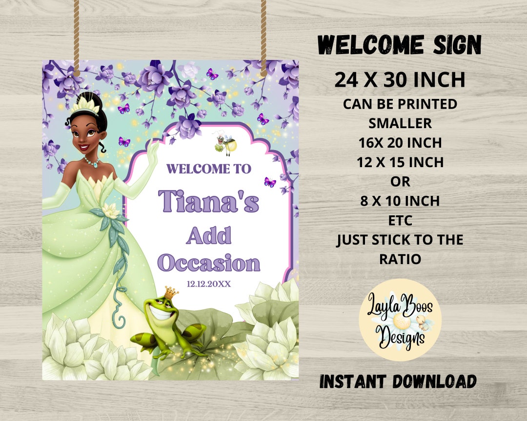 Tiana Welcome Sign, Princess and Frog Welcome Sign, Any Occasion Tiana ...