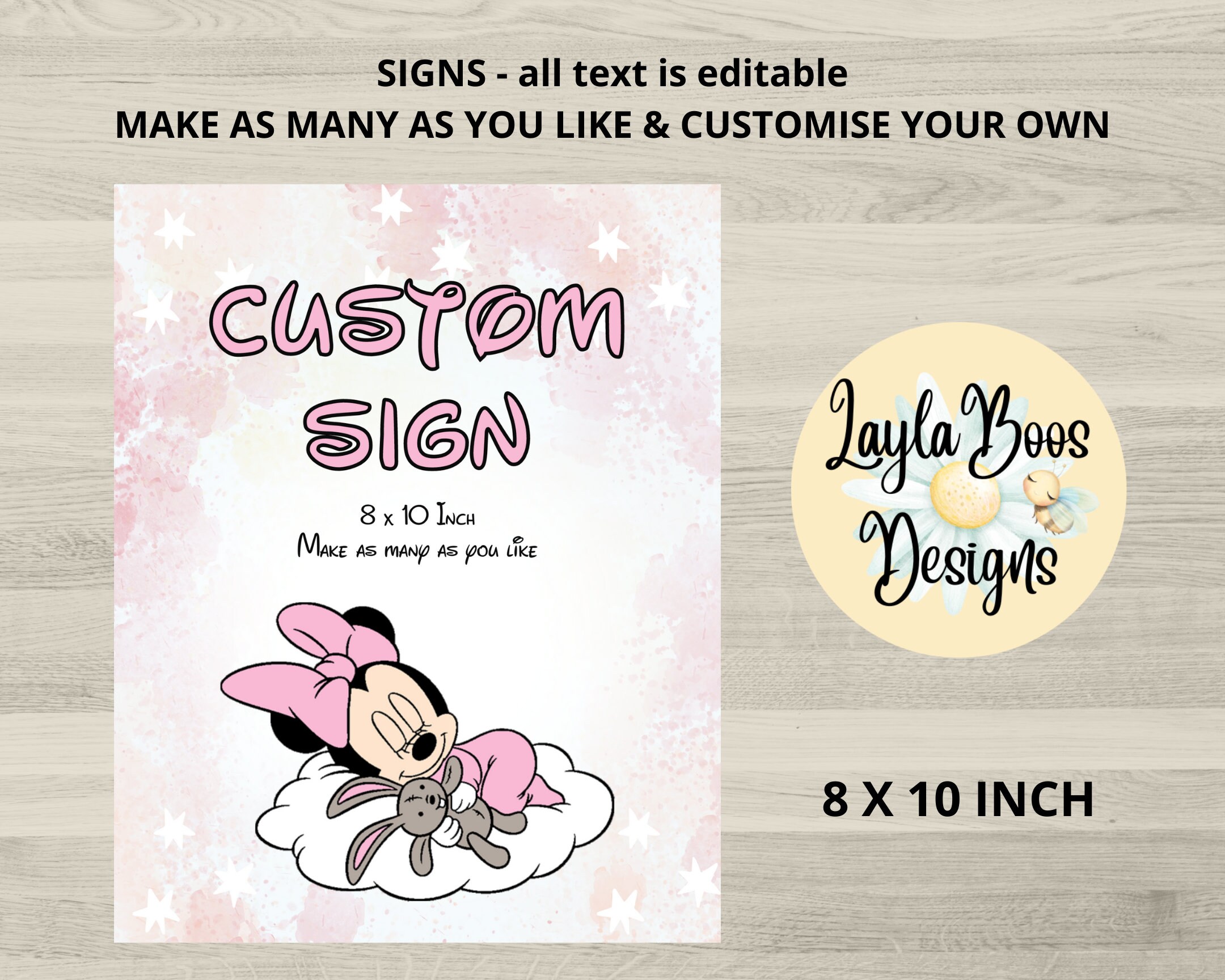Baby Minnie Custom Signs Minnie Baby Shower Pink Minnie Baby - Etsy