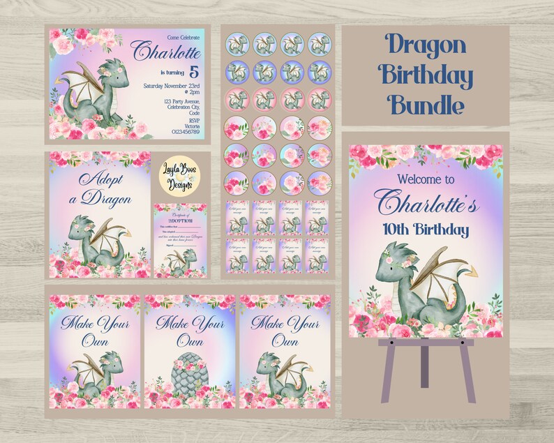Girls Adopt a Dragon Sign Adopt a Dragon Certificate Dragon - Etsy