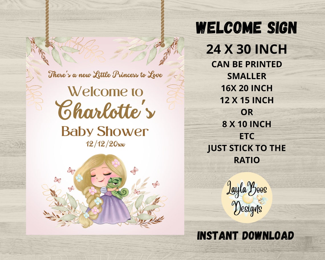 Rapunzel Baby Shower Welcome Sign Princess Rapunzel Shower - Etsy