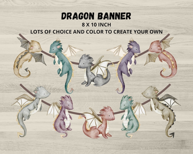 Mythical Dragon Party Banner: Editable Dragon Bunting (digital Download ...