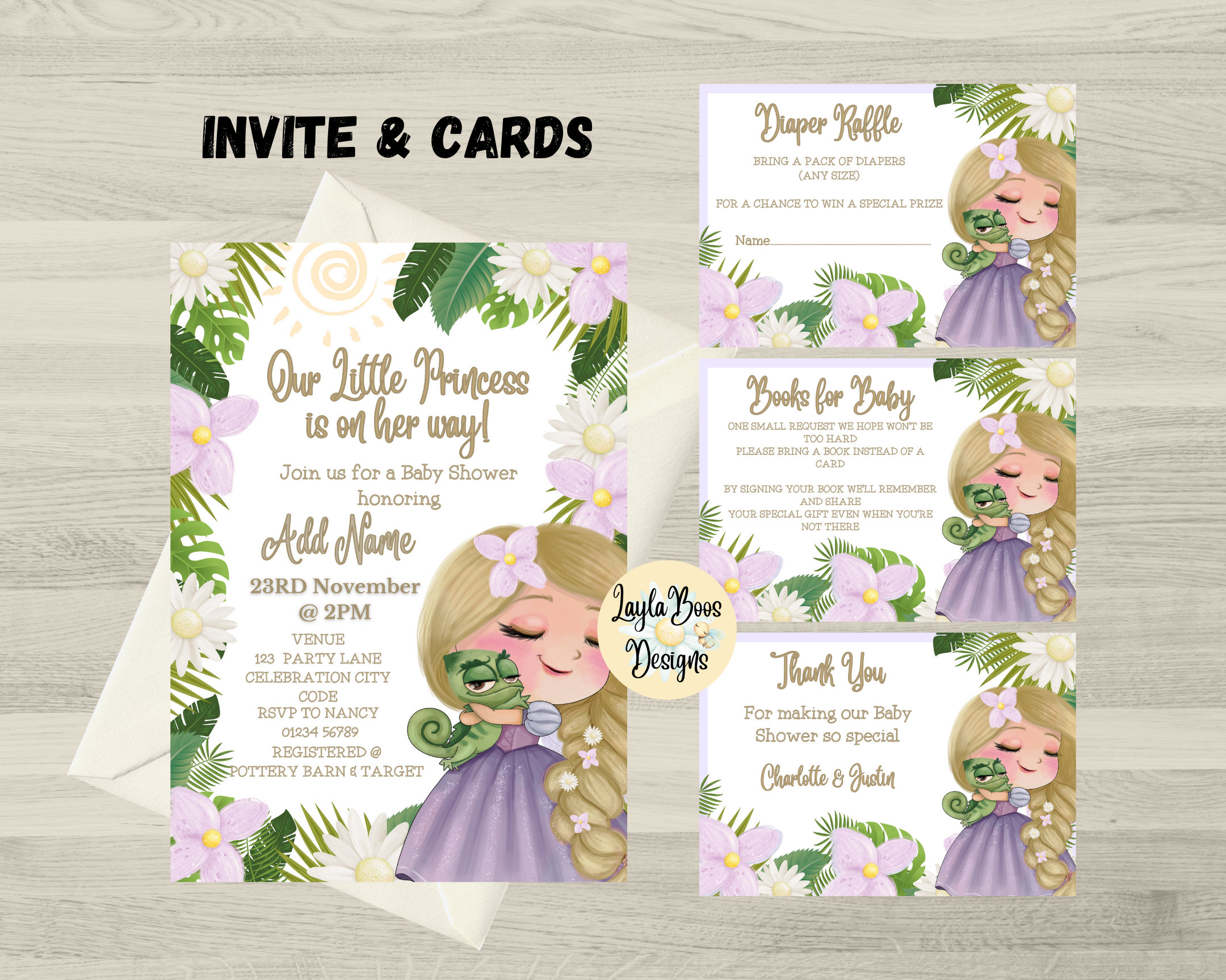 Rapunzel Baby Shower Invitation Bundle (digital Download) - Etsy