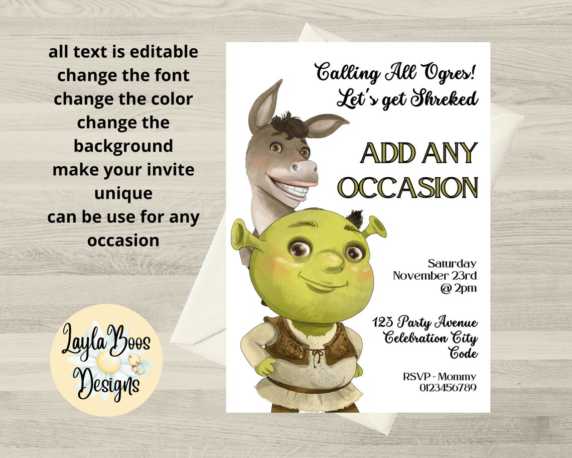 Let's Get Shreked Birthday Invitation Mans Any Age - Etsy UK